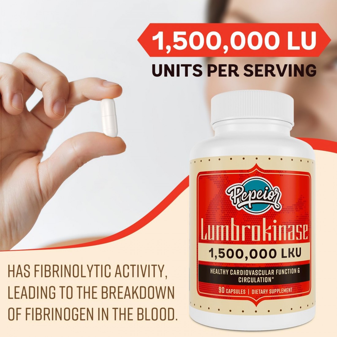 Buy Pepeior Lumbrokinase Enzymes Diet Supplement 200mg (Max Activity ...