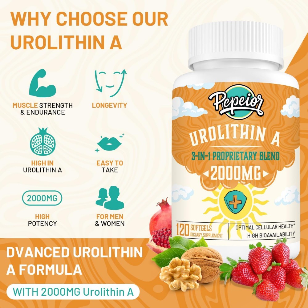 Buy Pepeior Urolithin A Supplement 2000MG, Antioxidants 120 Softgels